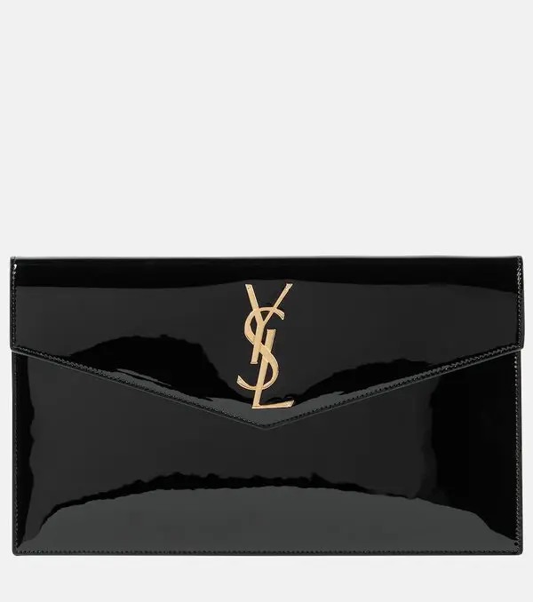 Saint Laurent Uptown Patent Leather Clutch - Black