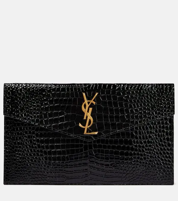 Saint Laurent Uptown Patent Leather Clutch - Black