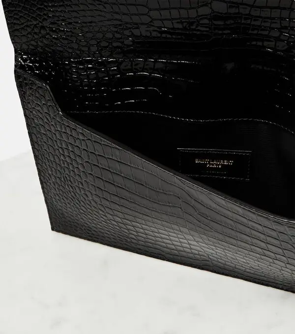 Saint Laurent Uptown Patent Leather Clutch - Black