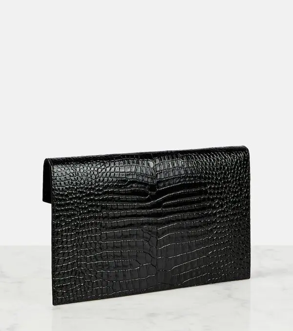 Saint Laurent Uptown Patent Leather Clutch - Black