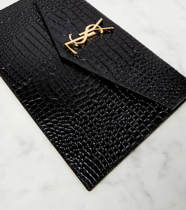 Saint Laurent Uptown Patent Leather Clutch - Black