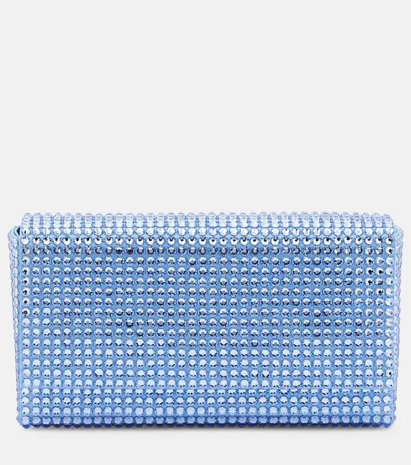 Amina Muaddi Superamini Embellished Clutch - Blue