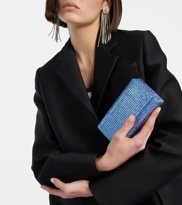 Amina Muaddi Superamini Embellished Clutch - Blue