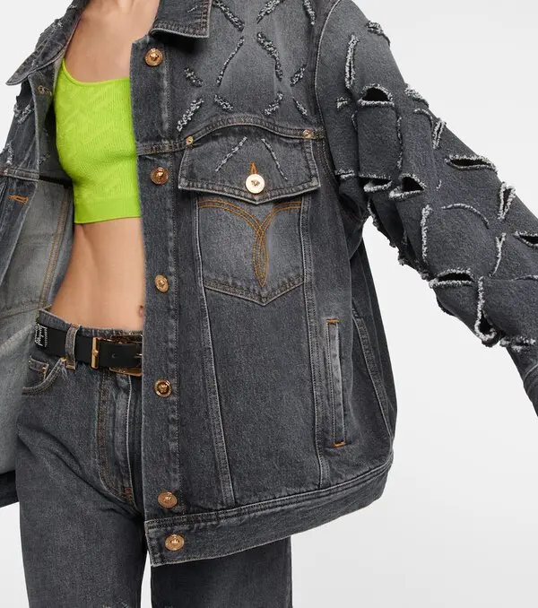Versace Distressed Denim Jacket