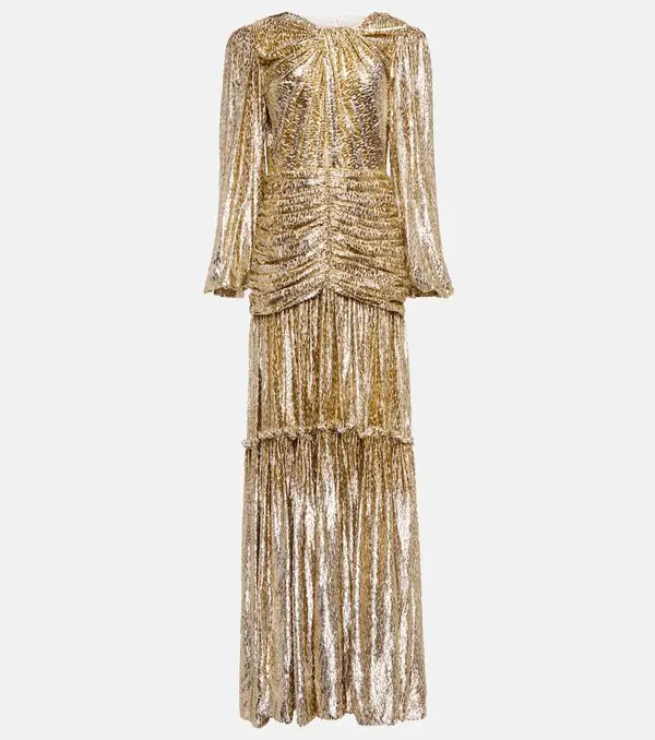 Costarellos Lurex Embellished Ruched Gown In Gold - 51% Off | Editorialist