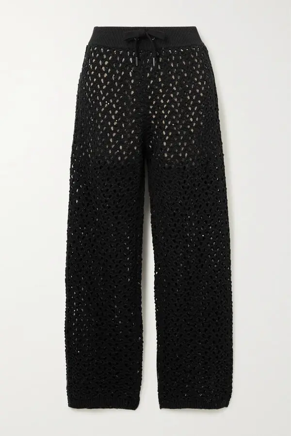 Brunello Cucinelli Sequin-embellished Straight-leg Pants - Black