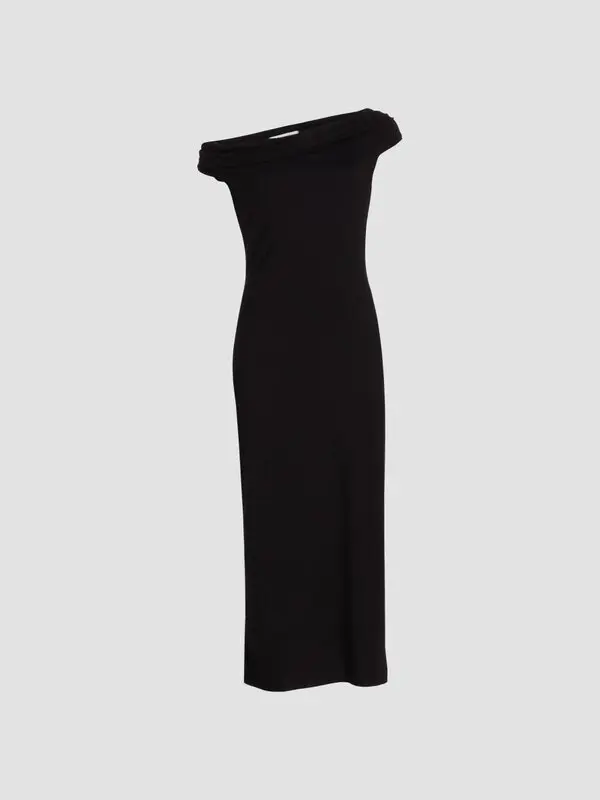 REFORMATION Jaman Draped One-shoulder Midi-dress - Black