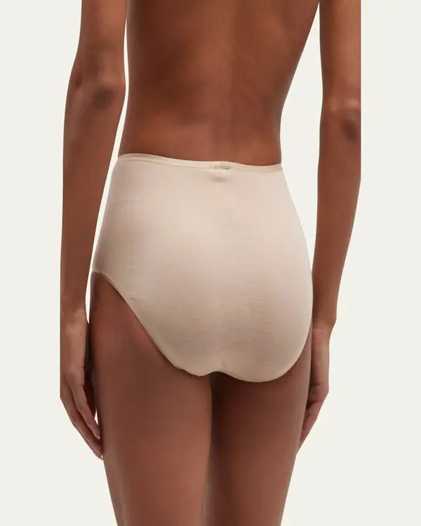 Hanro Cotton Seamless Satin-trim Briefs - Skin