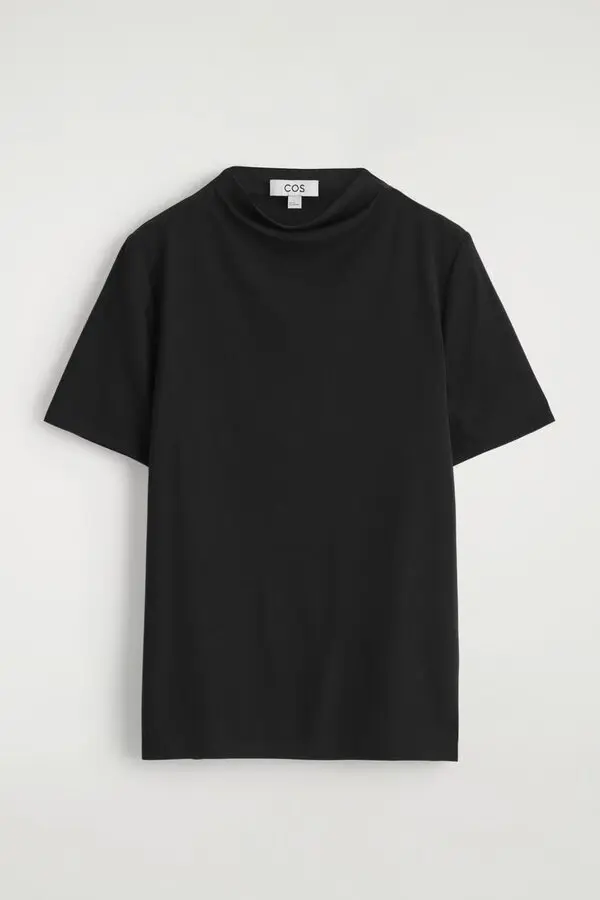 Cos Cropped Jersey T-shirt - Black