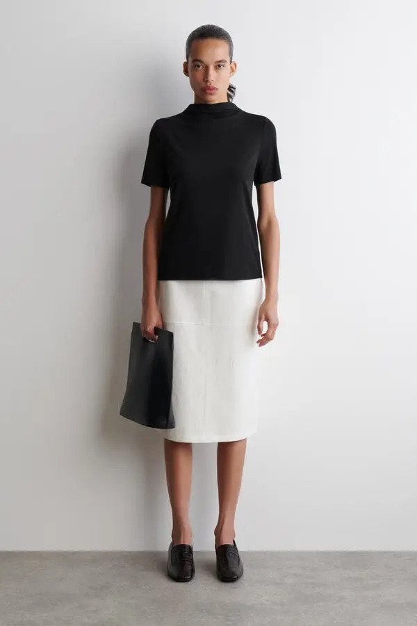 Cos Cropped Jersey T-shirt - Black