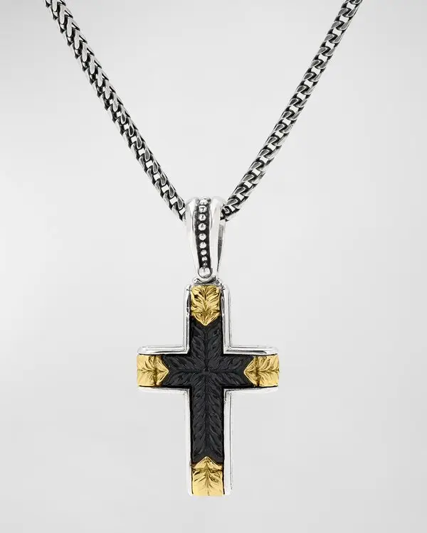 Konstantino Two-tone Black Cross Pendant - Onyx