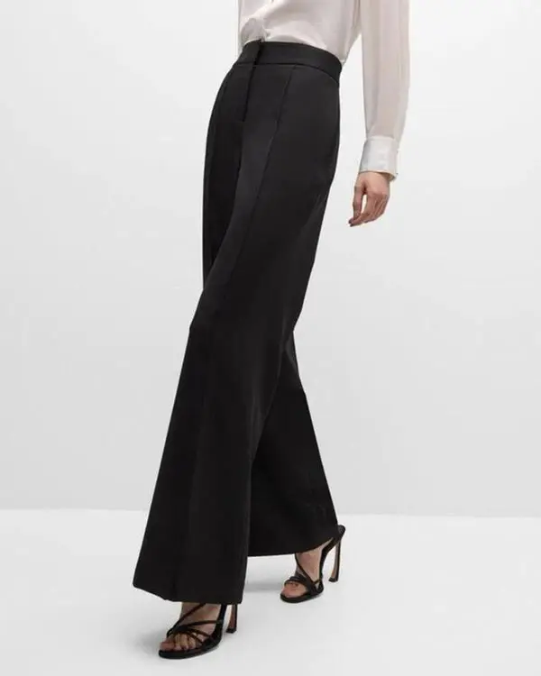 MILLY Nash Wide-leg Cady Pants - Ecru