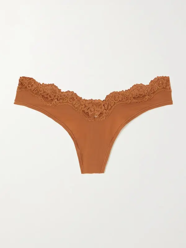 SKIMS Fits Everybody Lace Thong - Brown