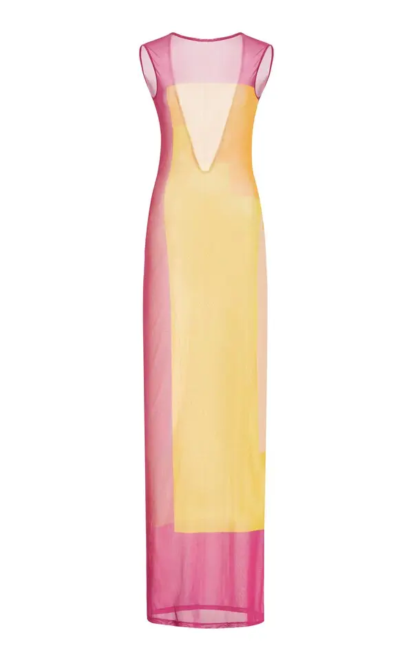 open lace back dress Mesh Cotton Tank Dress in Orange and Pink Stripe
