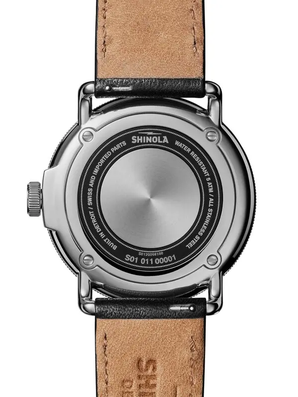 Shinola Canfield 43mm Leather Strap Watch - Black