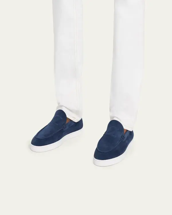 CHRISTIAN LOUBOUTIN Varsiboat Red Sole Leather Boat Shoes - Marine