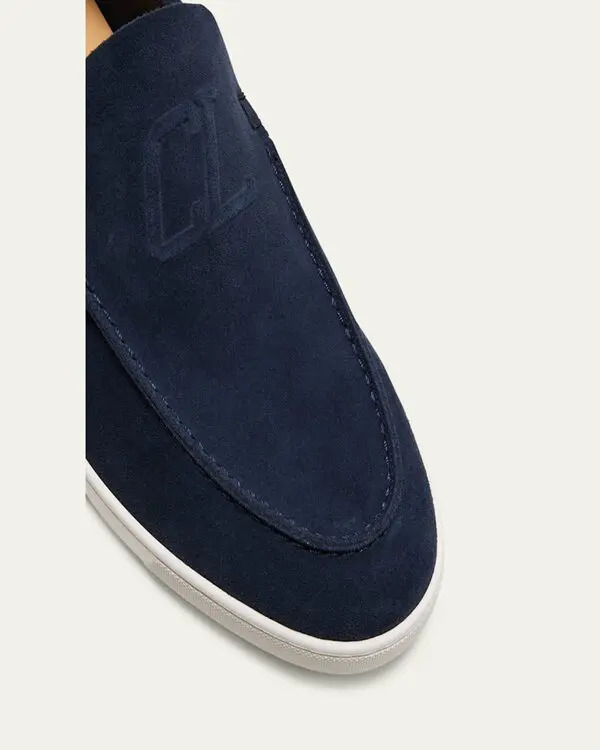 CHRISTIAN LOUBOUTIN Varsiboat Red Sole Leather Boat Shoes - Marine