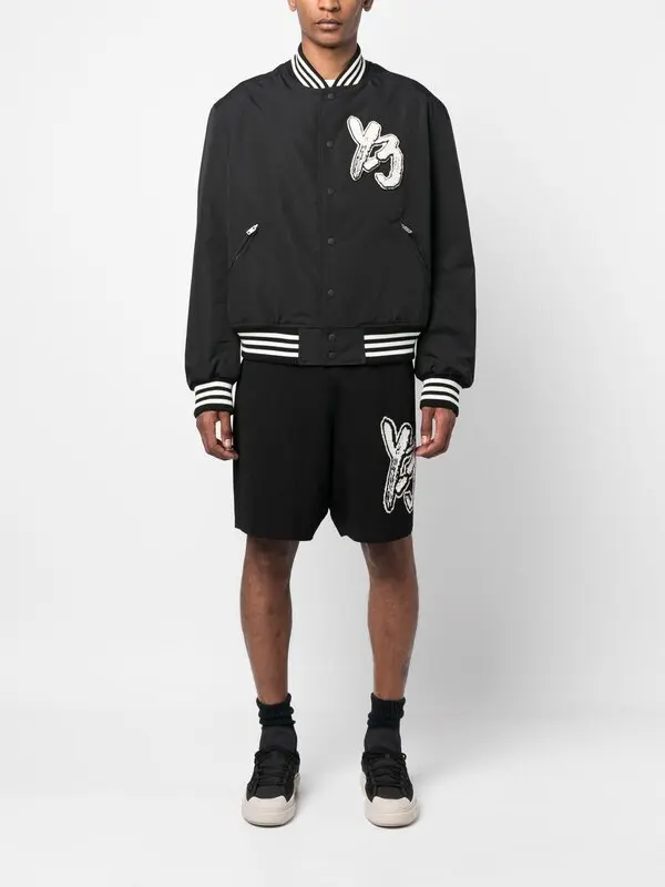 Y3 Bomber Jacket With Logo Patch - Black