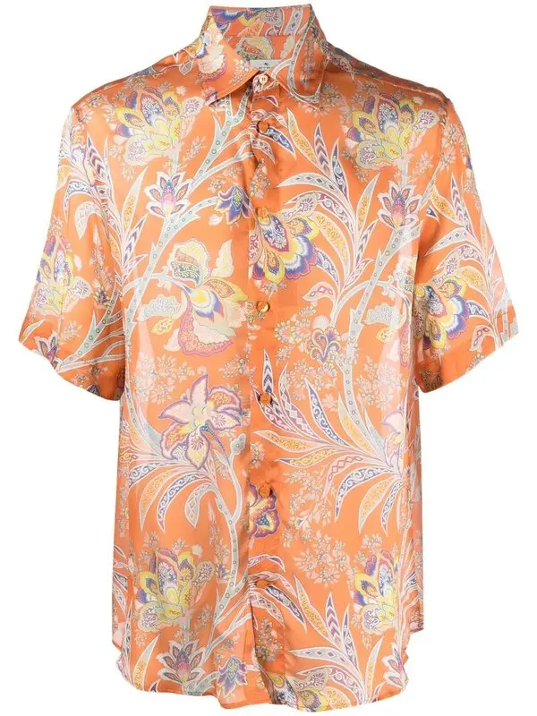 Etro Paisley-print Silk Shirt - Orange