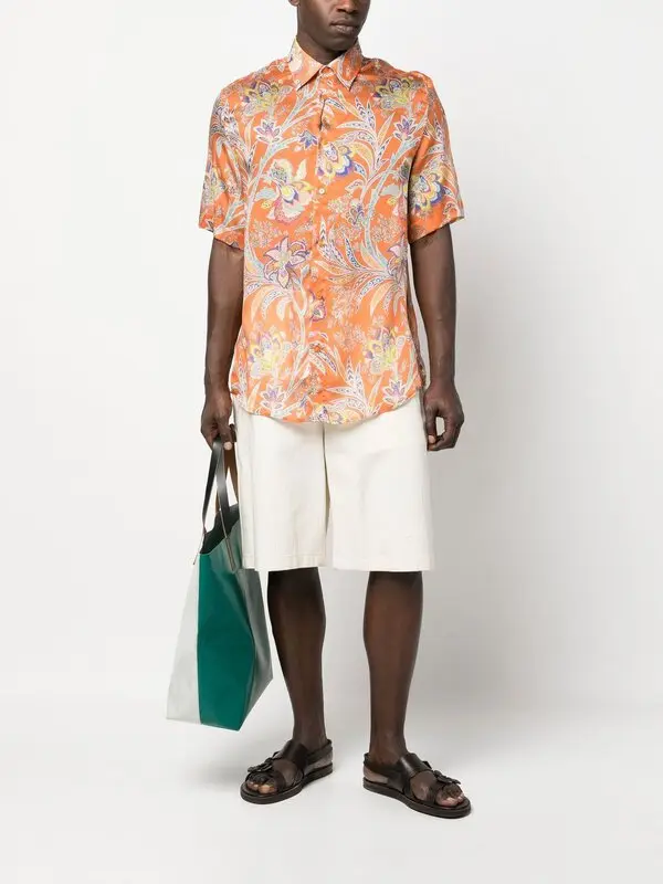 Etro Paisley-print Silk Shirt - Orange