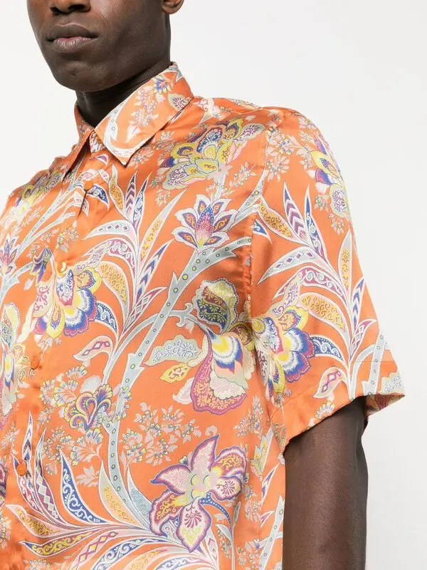 Etro Paisley-print Silk Shirt - Orange