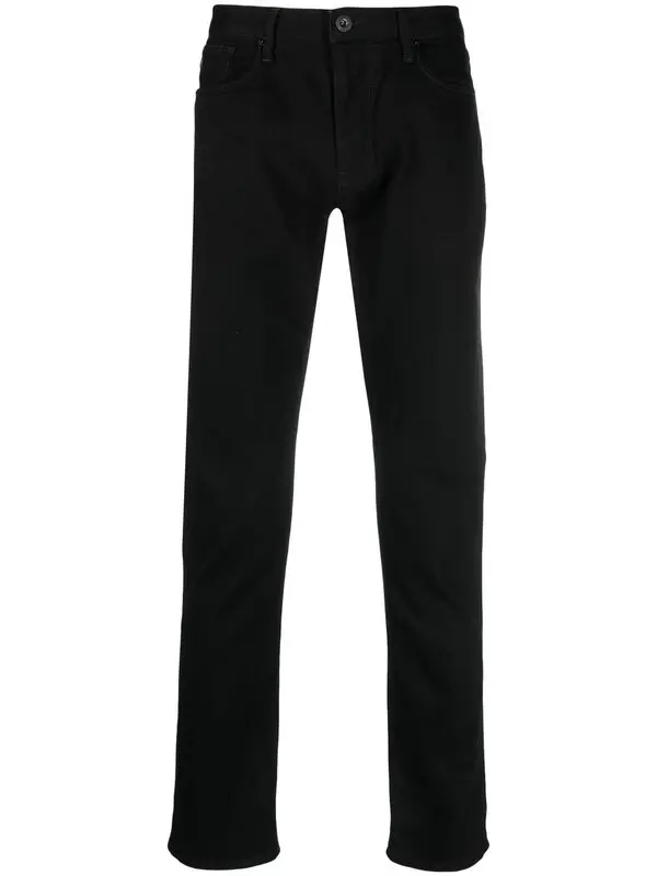 Emporio Armani Logo Plaque Slim Cut Jeans - Black
