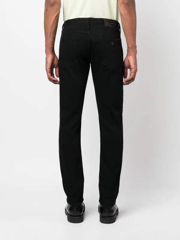 Emporio Armani Logo Plaque Slim Cut Jeans - Black