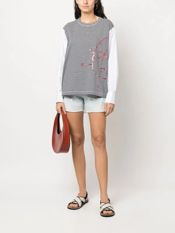 Plan C Striped Crew-neck Sweatshirt