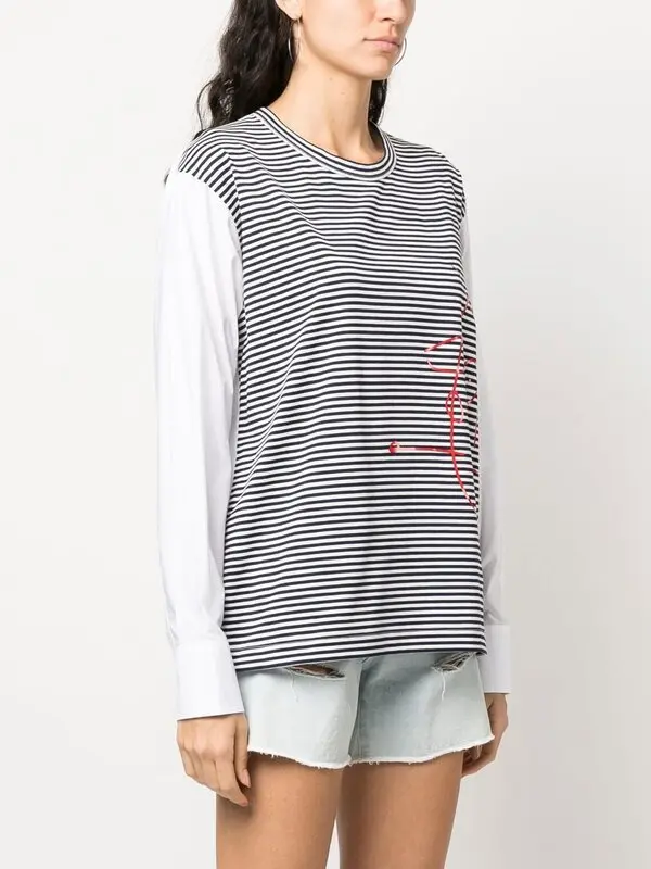 Plan C Striped Crew-neck Sweatshirt