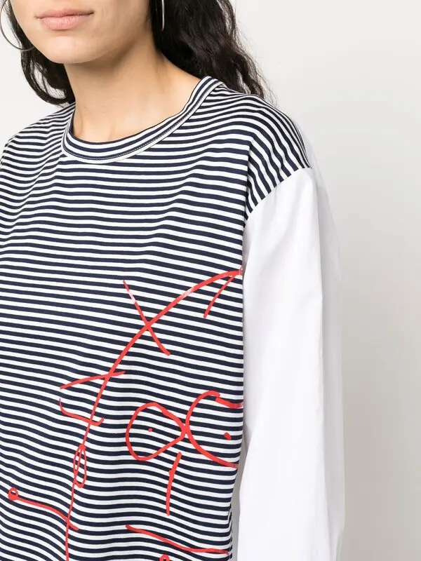 Plan C Striped Crew-neck Sweatshirt
