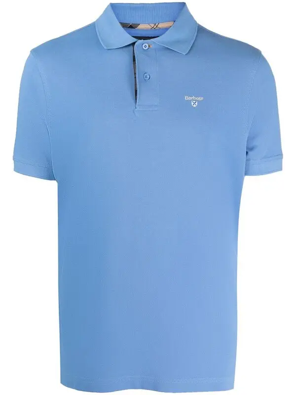 Barbour Tartan-trim Embroidered-logo Polo Shirt - Blue