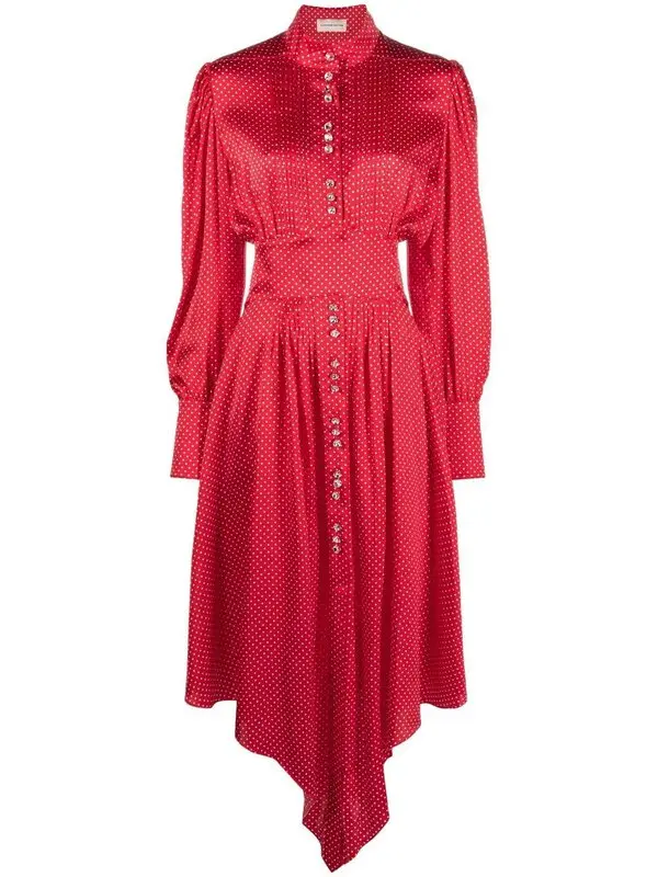 Alexandre Vauthier Asymmetric Polka-dot Silk Dress