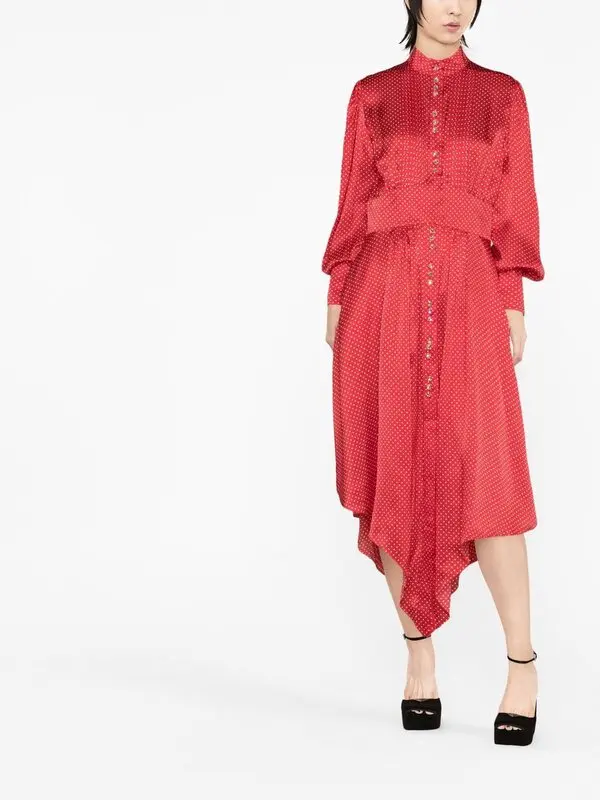Alexandre Vauthier Asymmetric Polka-dot Silk Dress