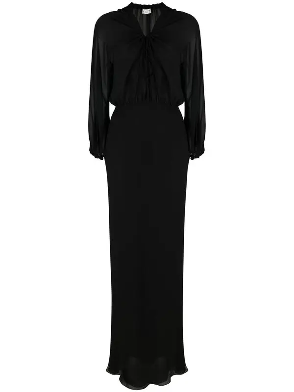 Saint Laurent Sheer-paneled Maxi Dress