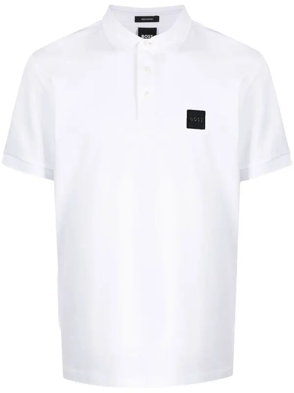 BOSS Logo-patch Detail Cotton Polo Shirt - White