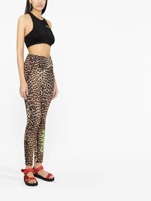 GANNI Leopard-print High-waisted Leggings