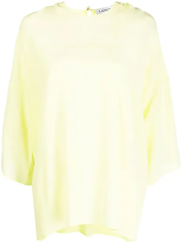 LANVIN Draped Silk Blouse - Green