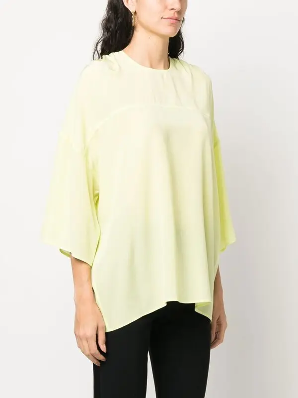 LANVIN Draped Silk Blouse - Green