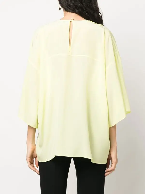 LANVIN Draped Silk Blouse - Green