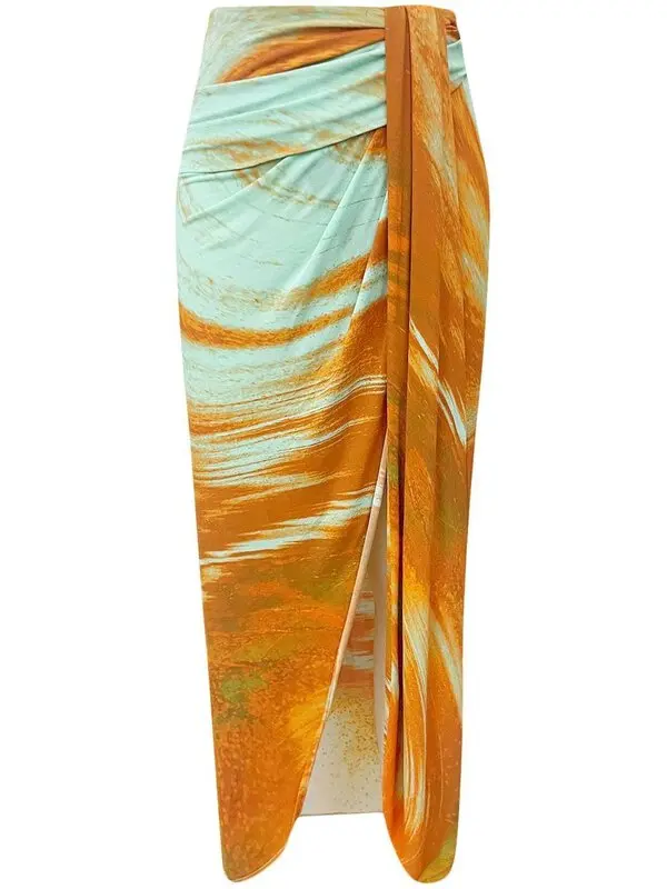 Simkhai Gwena Marble High-waisted Skirt - Orange