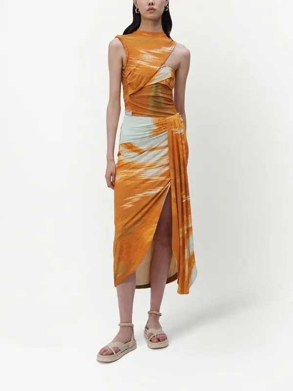 Simkhai Gwena Marble High-waisted Skirt - Orange