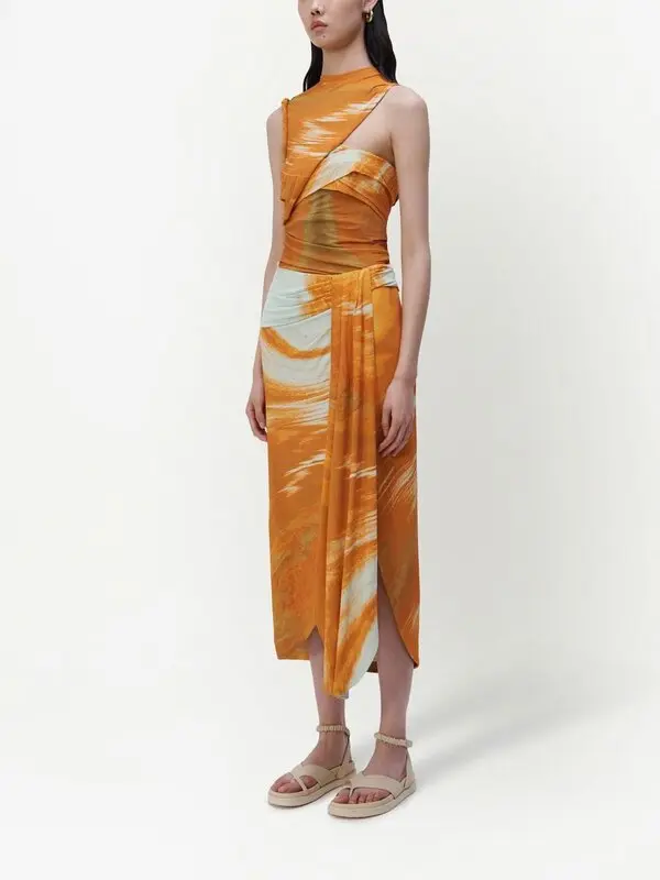Simkhai Gwena Marble High-waisted Skirt - Orange