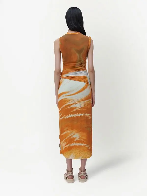 Simkhai Gwena Marble High-waisted Skirt - Orange