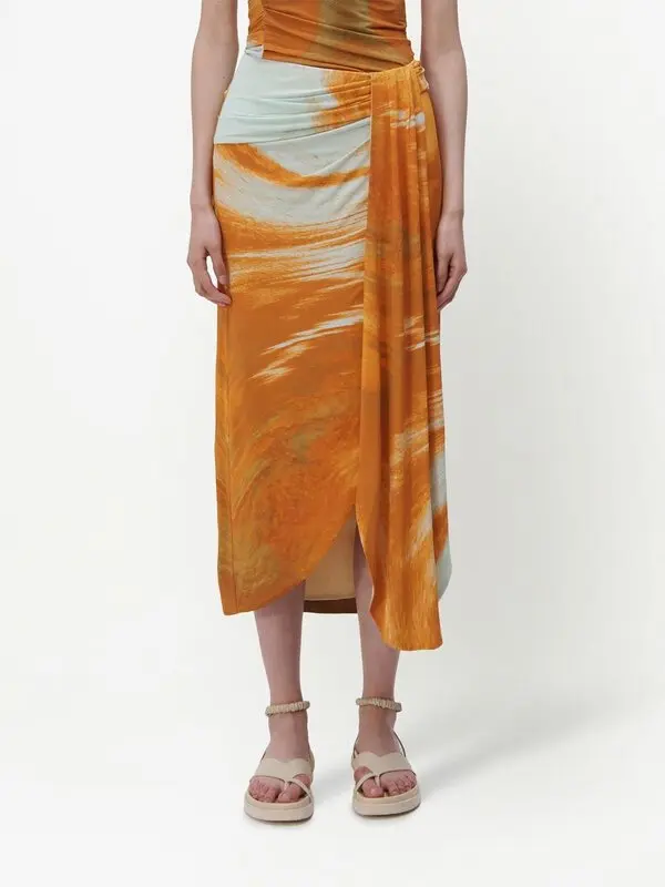 Simkhai Gwena Marble High-waisted Skirt - Orange
