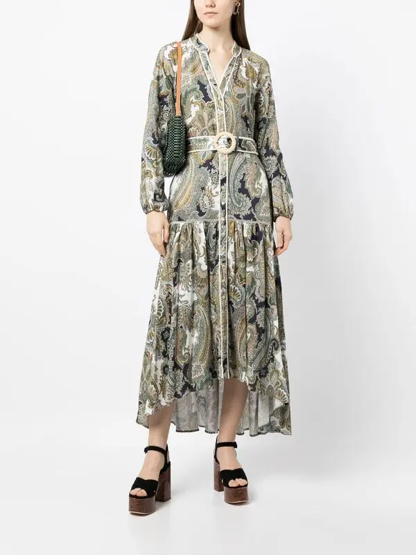 Veronica Beard Paisley-print Belted Dress