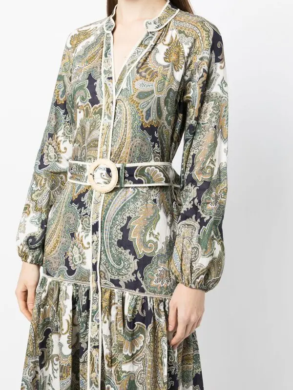 Veronica Beard Paisley-print Belted Dress