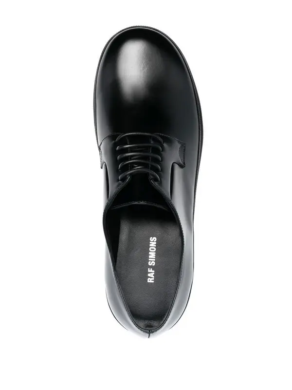 Raf Simons Lace-Up Leather Derby Shoes In Black - 36% Off