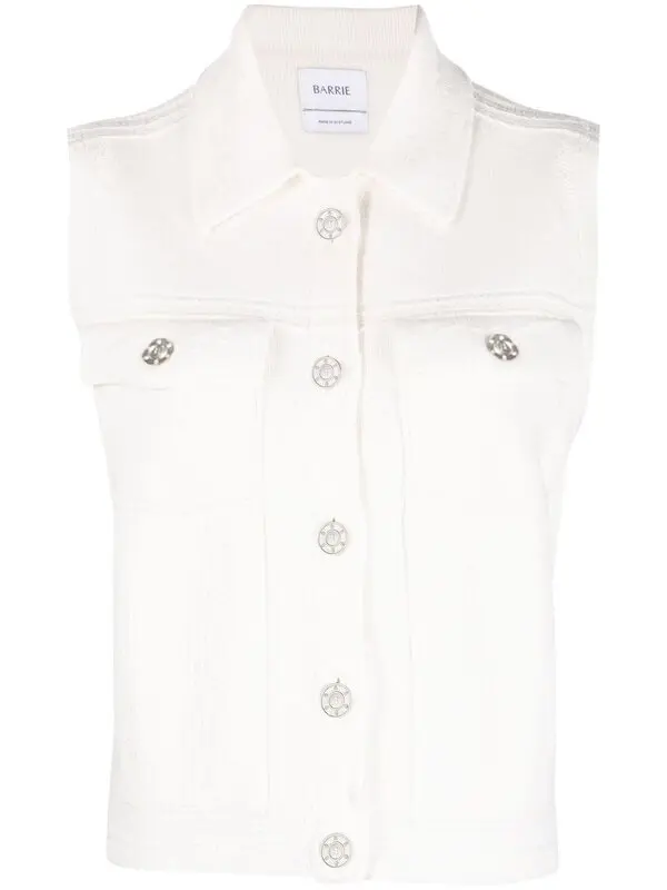 BARRIE Knitted Sleeveless Jacket - Neutrals