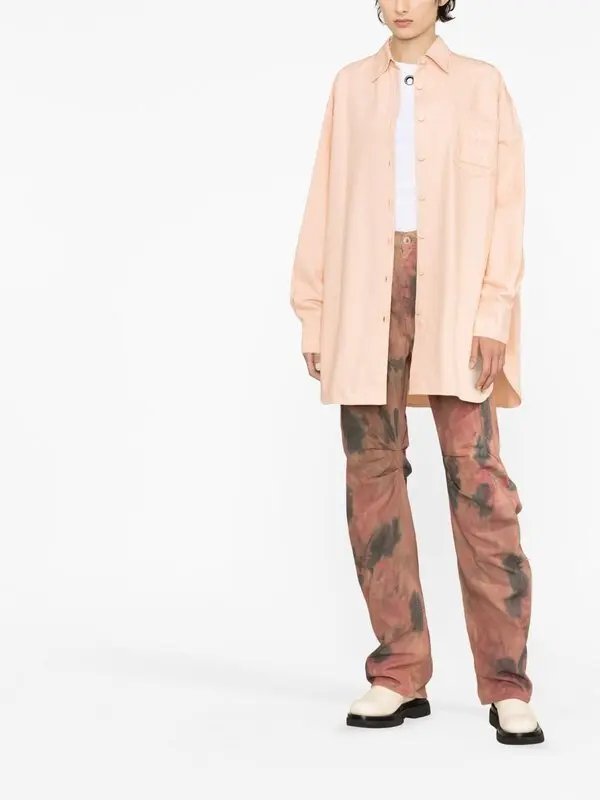 Raf Simons Logo-patch Oversized Shirt - Pink