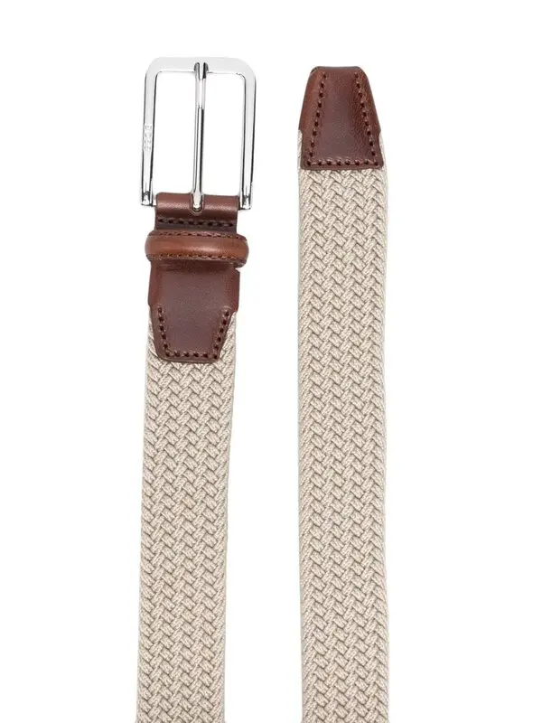 BOSS Woven Engraved-logo Belt - Neutrals